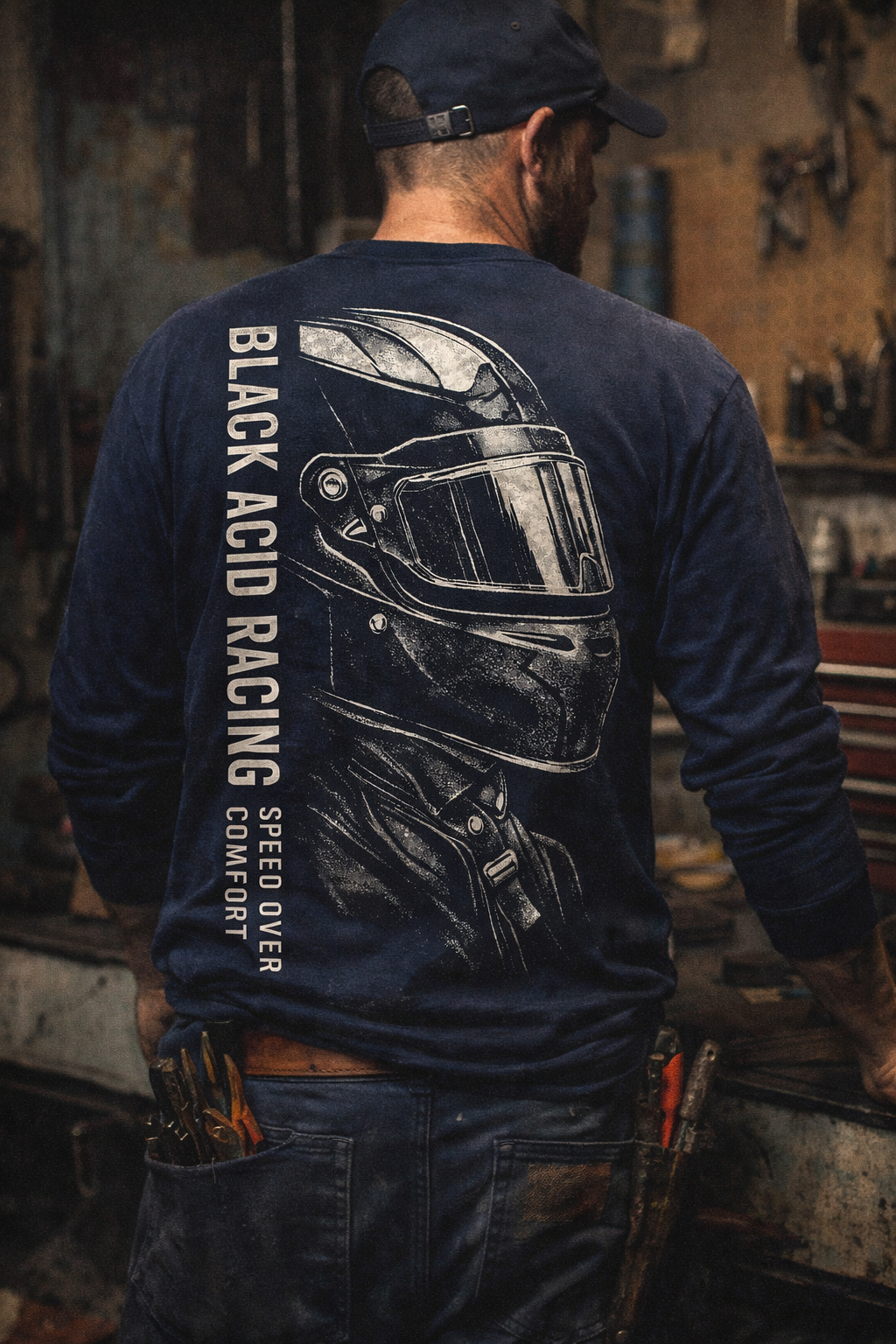 Speed Over Comfort Navy Long Sleeve | Black Acid Racing – Black Acid ...